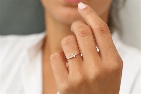 14k Gold Diamond Cluster Ring Ferkos Fj Minimal Wedding Rings Small