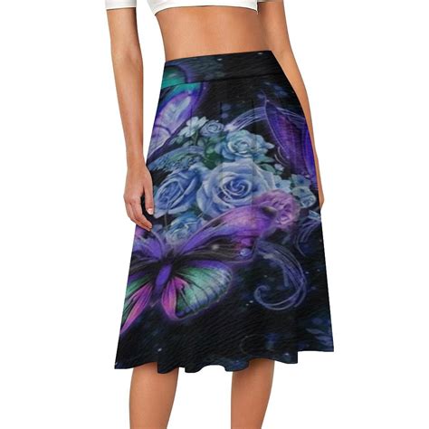Cosmic Butterfly Knee Length Skorts Skirts For Women High Waisted