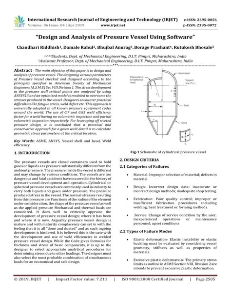 Irjet Design And Analysis Of Pressure Vessel Using Software