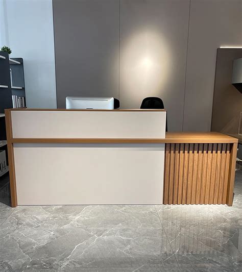Minimalist Modern Large Wooden Front Reception Desk Counter