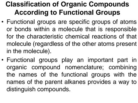 SOLUTION Classification Of Organic Compounds According To Functional