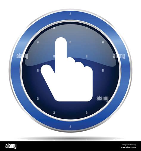 Hand Cursor Vector Icon Modern Design Blue Silver Metallic Glossy Web