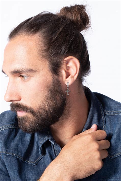 Boucle D Oreille Avec Croix En Acier Inoxydable Boucle D Oreille Avec