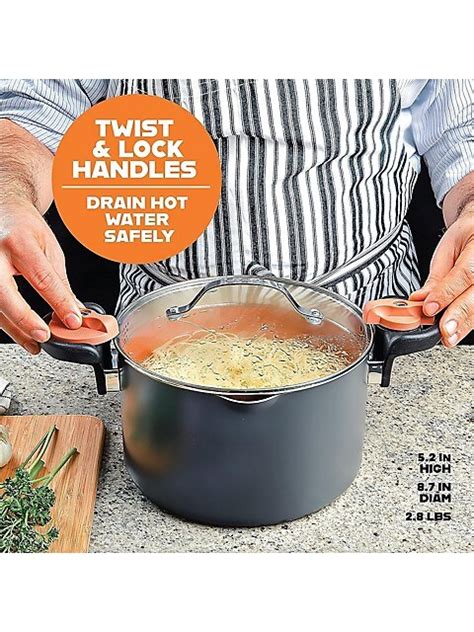 Gotham Steel 5 Qt Pasta Pot With Built In Strainer And Twist N Lock