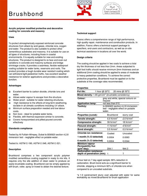 Brushbond Pdf Pdf Concrete Packaging And Labeling
