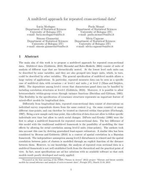A Multilevel Approach For Repeated Cross Sectional Data