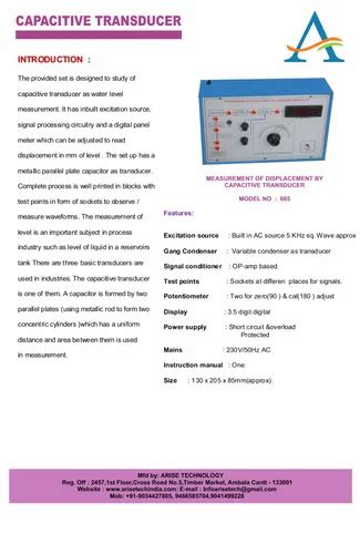 Capacitive Transducer Trainer Kit For Laboratory At Piece In Ambala