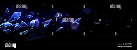 Broken Glass Pieces Flying On Black Background Vector Realistic