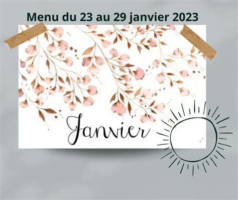 Menus équilibrés Du 23 Au 29 Janvier 2023 Les Menus Services