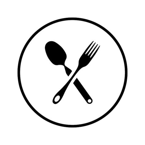 El icono del restaurante del cuchillo del tenedor Gráficos vectoriales negros Vector Premium