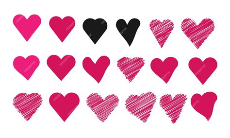 Premium Vector Doodle Hearts Sketch Set Various Different Hand Drawn