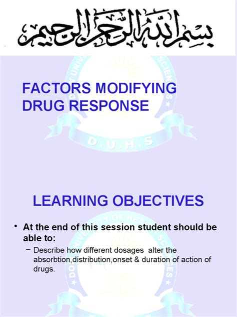 Factors Affecting Drug Response Drug Tolerance Receptor Antagonist