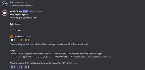 Self Assignable Roles Yagpdb Help Center