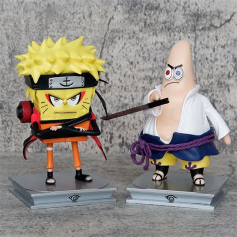 Han Naruto X Spongebob Squarepants Action Figure Patrick Star คอสเพลย์ Naruto Sasuke Model Dolls