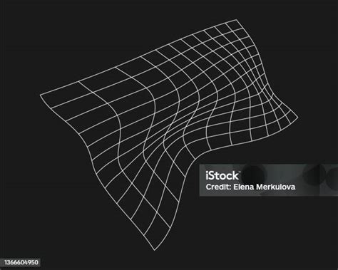 사이버 왜곡 그리드 복고풍 펑크 디자인 요소 검은 색 배경에 와이어 프레임 웨이브 형상 그리드 벡터 일러스트레이션 바둑판에 대한 스톡 벡터 아트 및 기타 이미지 Istock