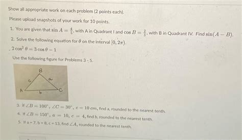solved show all appropriate work on each problem 2 points