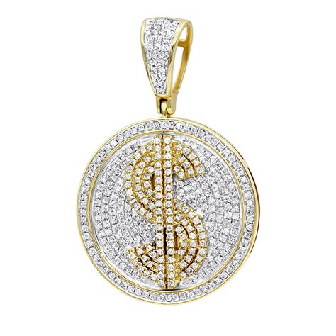 Mens Diamond Pendant 1 65ct In 10k Gold Mens Diamond Pendants