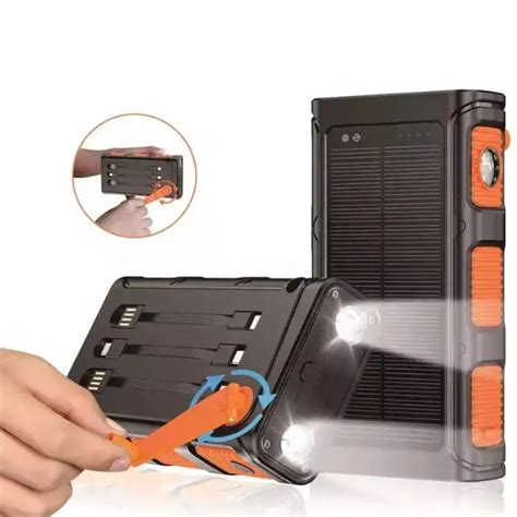 პორტატული დამტენი ხელის გენერატორით და მზის პანელით 30000 Mah