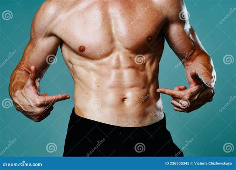 Athletic Man With Pumped Up Abs Workout Muscles Motivation Bodybuilding