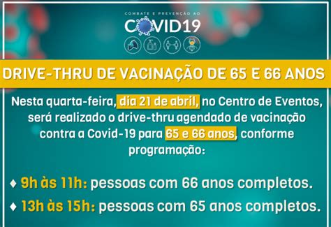 Notícia Drive thru agendado de vacinação de 65 e 66 anos acontece