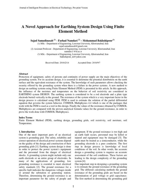 A Novel Approach For Earthing System Des Pdf Finite Element Method Electrical Resistivity