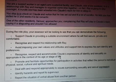 Solved You Are A Support Worker In An Aged Care Residential Chegg Com