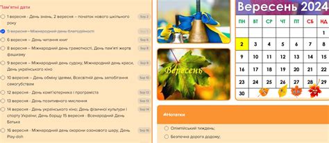 Календарі знаменних памятних літературних та релігійних дат на 2024 2025 рік вересень