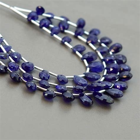 Blue Sapphire 7 14 5mm Briolette Pear AA Grade Multi Strand Beads