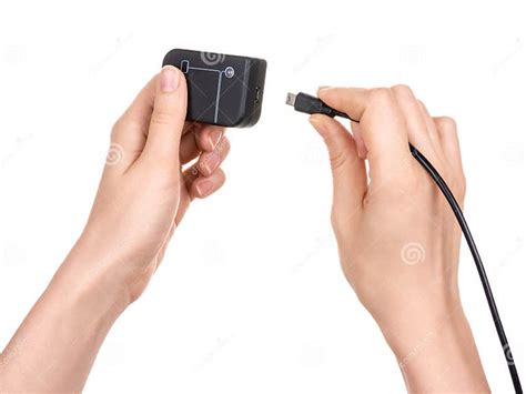 Female Hands Hold A Debugger Flasher With A Usb Port For Program Chips