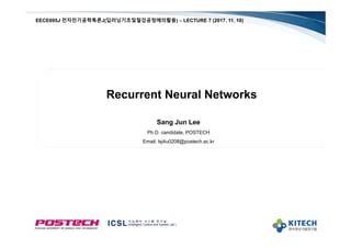 Lecture Recurrent Neural Networks PDF