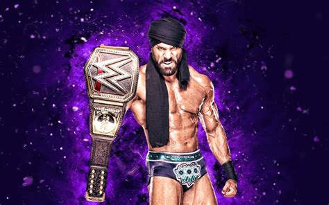 Descargar jinder mahal 4k luces de neón violetas wwe luchadores