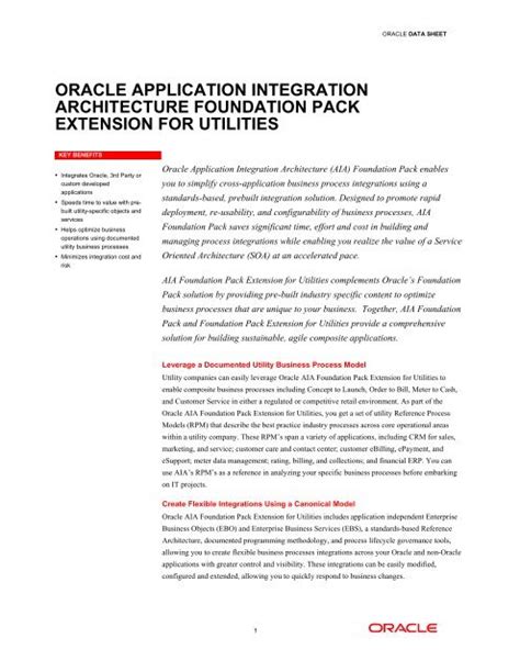 Oracle Application Integration Architecture Extension For Utilities