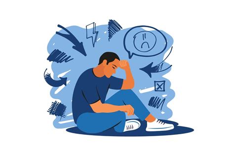 Mental Disorder Concept Depression Man Stress Despair Anxiety