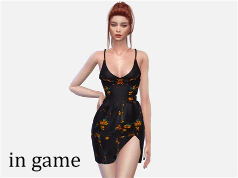 The Sims Resource Strappy Slit Dress