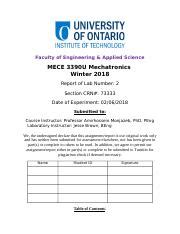 Lab2Mechatronics Docx Faculty Of Engineering Applied Science MECE