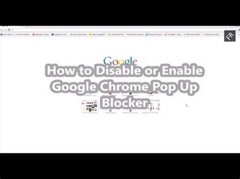 How To Disable Or Enable Google Chrome Pop Up Blocker YouTube
