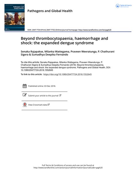 Pdf Beyond Thrombocytopaenia Haemorrhage And Shock The Expanded Dengue Syndrome