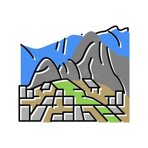 Machu Picchu Color Icon Vector Illustration Stock Vector Illustration