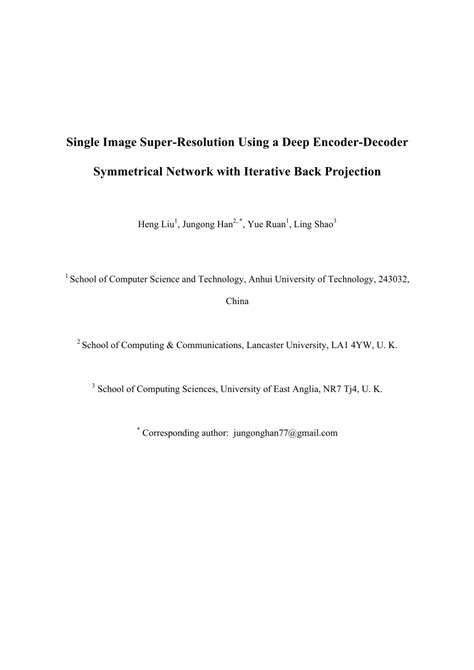 pdf single image super resolution using a deep encoder decoder