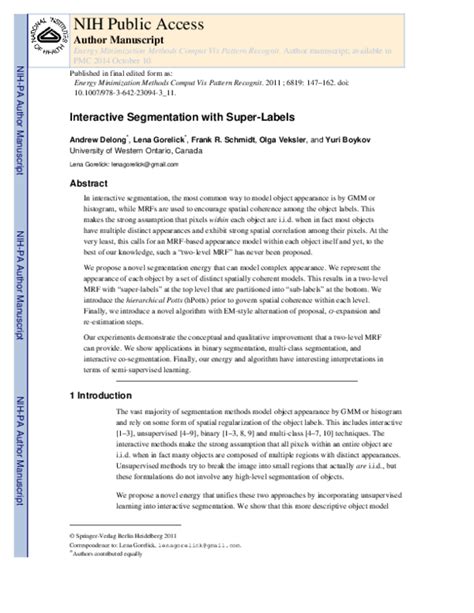 pdf interactive segmentation with super labels