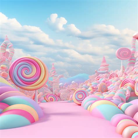 Candyland Very Beautiful Rainbow Pieces Of Candy Pastel Colors Generative Ai Stock Illustration