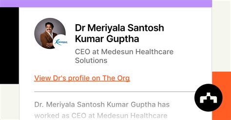 Dr Meriyala Santosh Kumar Guptha Ceo At Medesun Healthcare Solutions