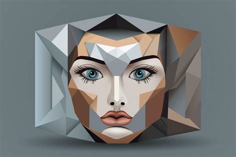 Human Face In An Abstract Style Cubic Portrait Drawing For Graphics Poster Banner 23821736