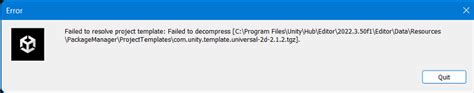 Error During Project Creation Unity Engine Unity Discussions