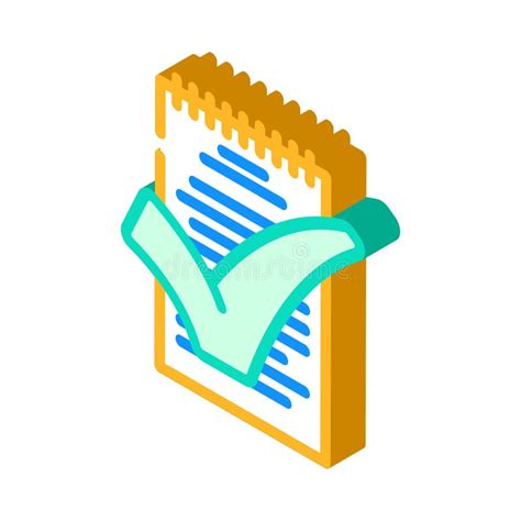 Notepad Check Mark Isometric Icon Vector Illustration Stock