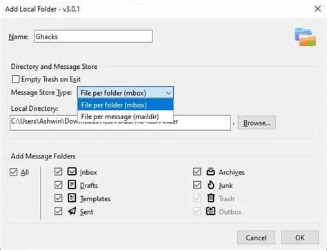 Localfolders Is A Thunderbird Extension That Helps You Create Local