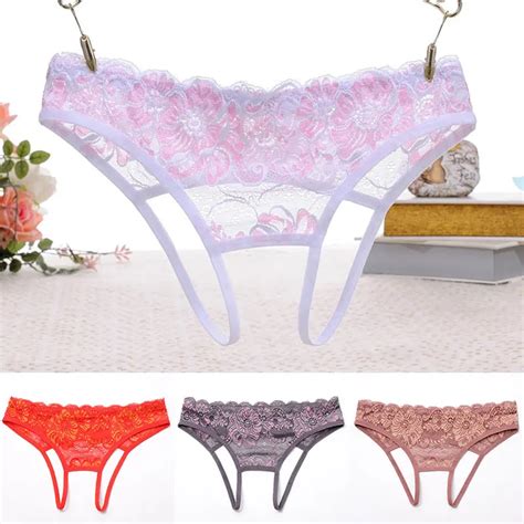 여성용 속옷 레이스 로우 웨이스트 팬티 오픈 가랑이 섹시 란제리 통기성 끈 팬티 이국적인 액세서리 Aliexpress