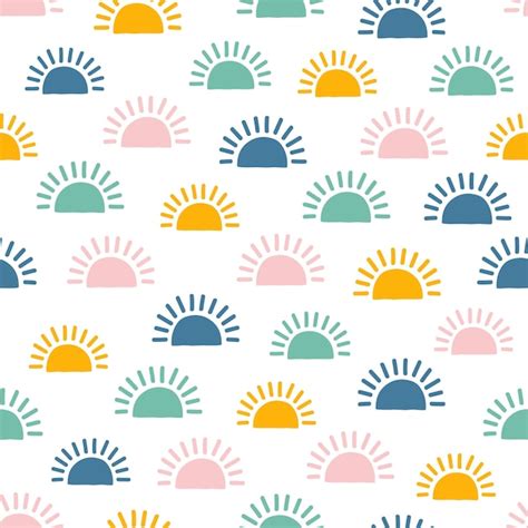 Seamless Pattern With Colorful Sunrise Premium Vector
