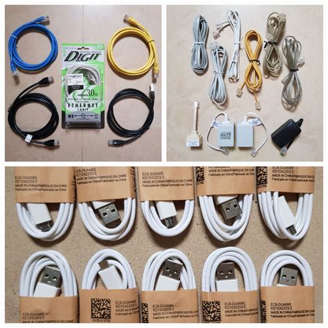 Assorted Cables And Adapters Ethernet Cat 5e Network Patch Cords Rj45