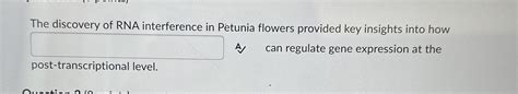 Solved The Discovery Of Rna Interference In Petunia Flowers